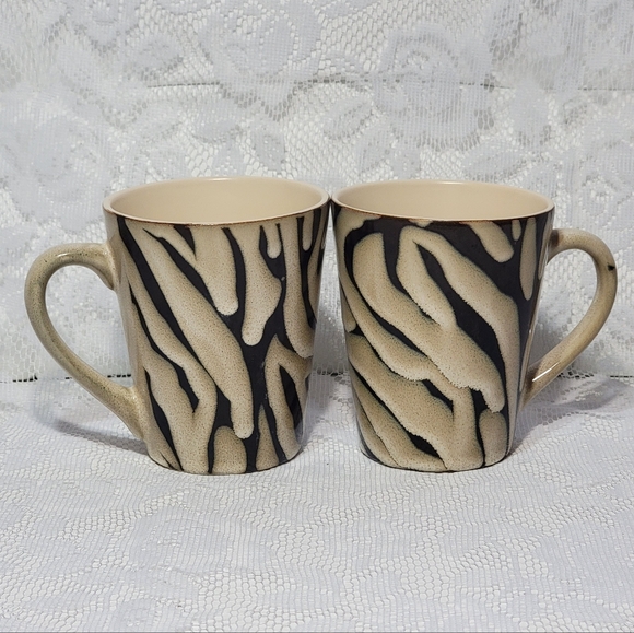 Soho | Dining | Set Of 2 Vintage Soho Loft Stoneware Zebra Print ...